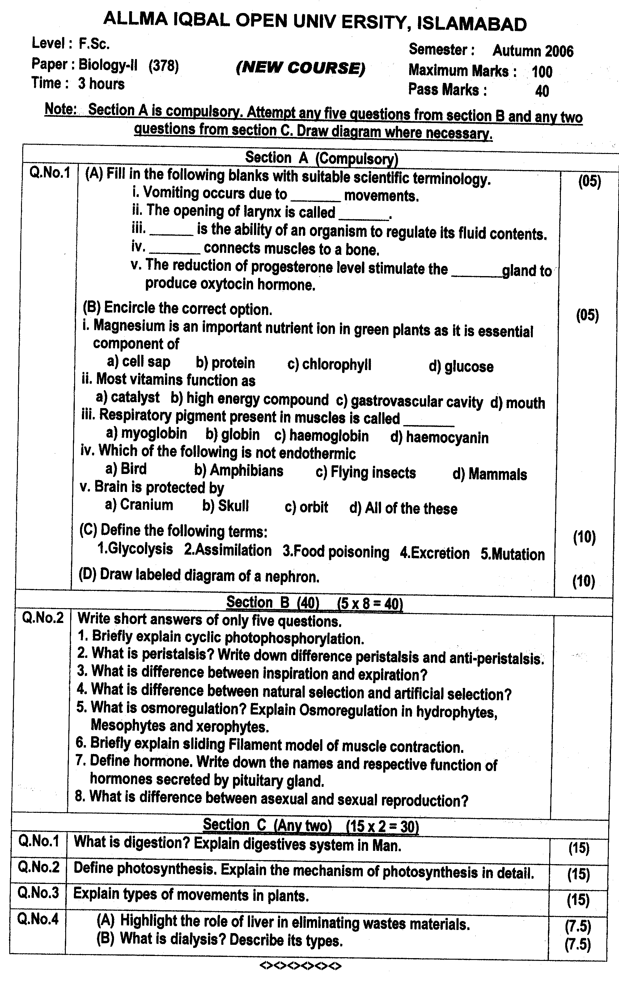 Allama Iqbal Open University Old Papers, Past papers free download