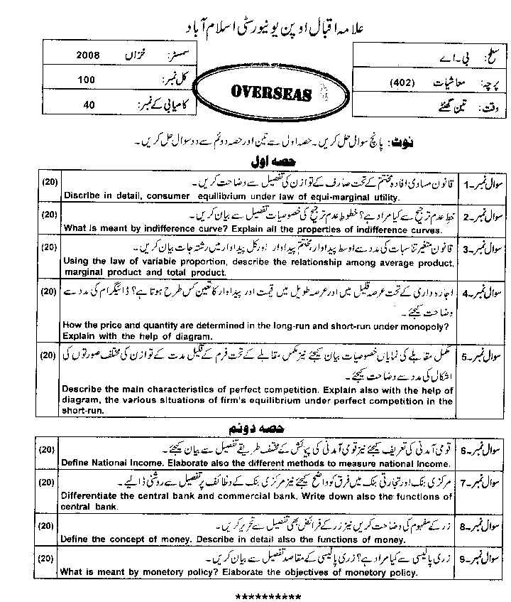 Allama Iqbal Open University Past Papers free download | AIOU CHEATS