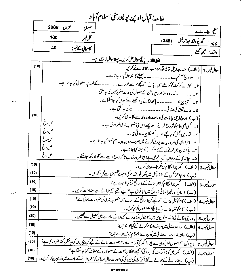 AIOU Old Papers | Inter papers | Solved past Papers of AIOU FREE