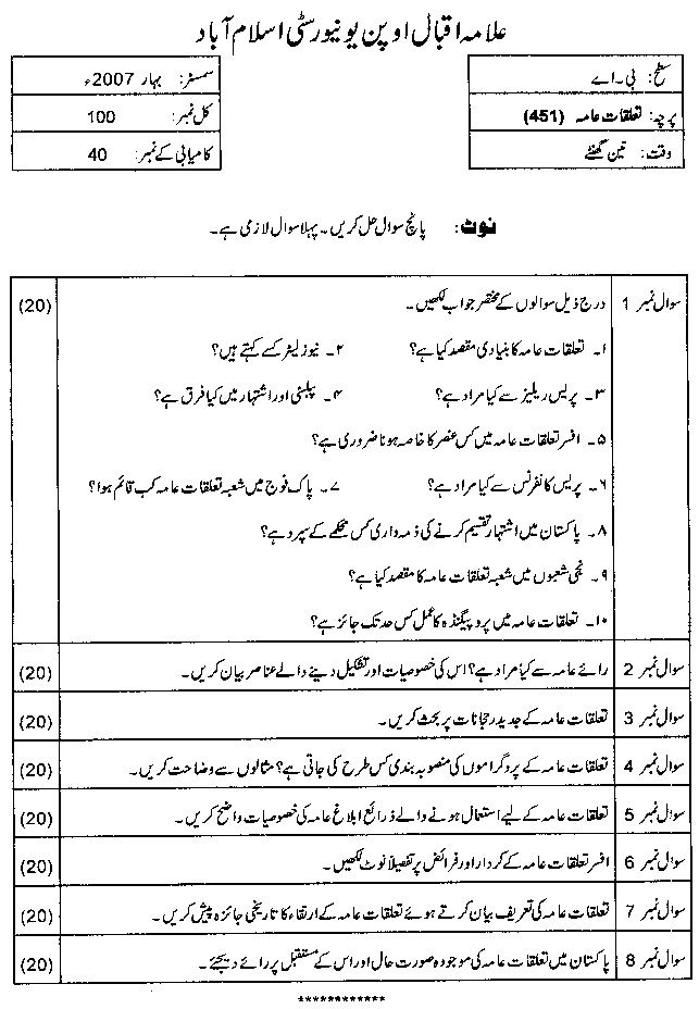 AIOU Old Papers | Bachelors papers | Solved past Papers of AIOU FREE