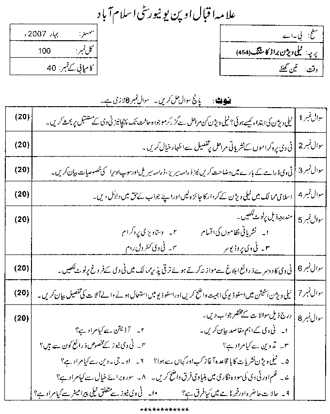 AIOU Old Papers | Bachelors papers | Solved past Papers of AIOU FREE