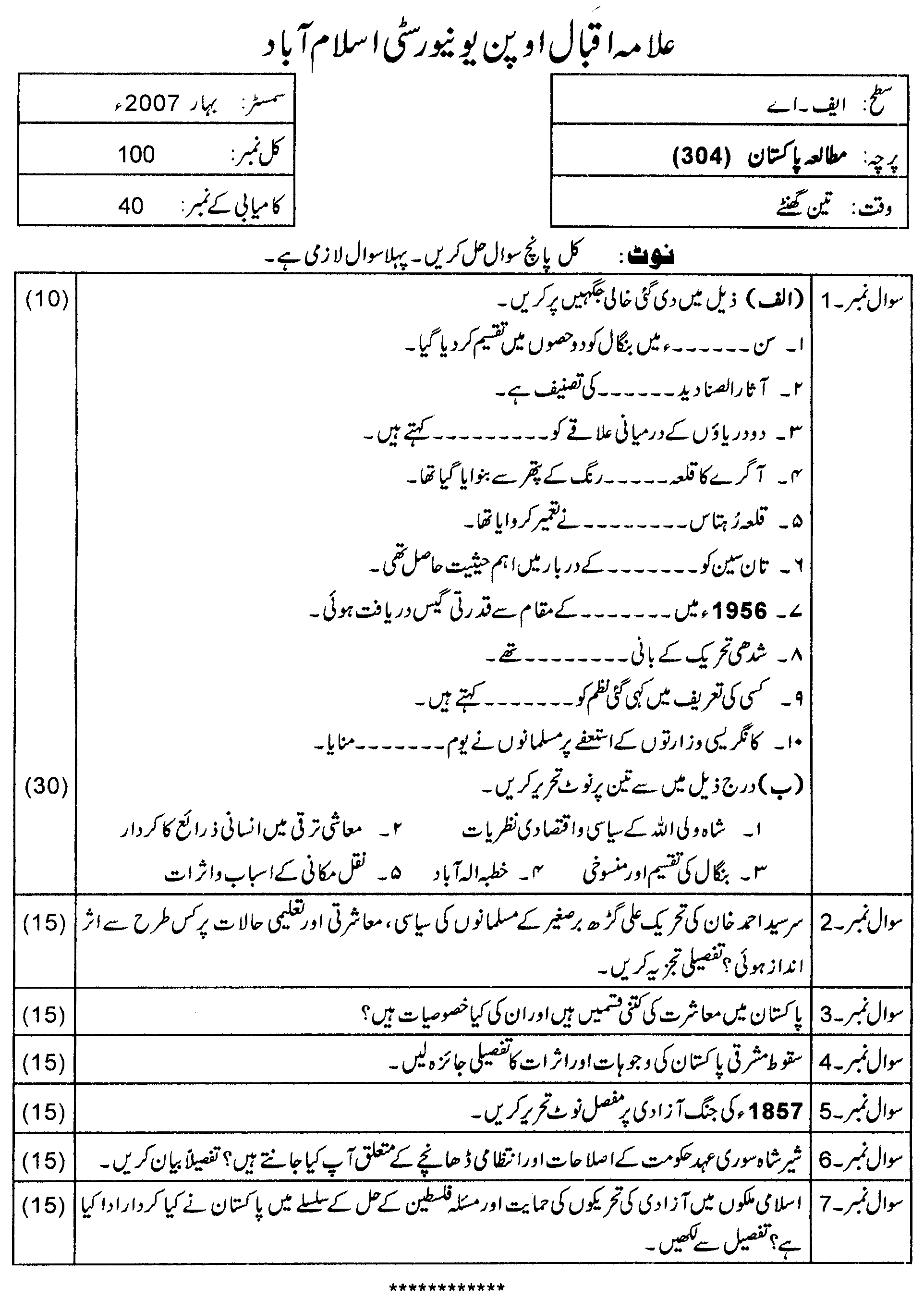 AIOU Old Papers | Inter papers | Solved past Papers of AIOU FREE