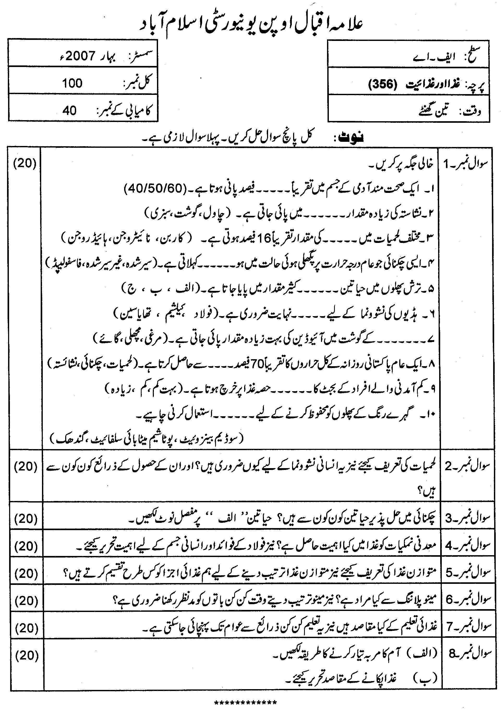 AIOU Old Papers | Inter papers | Solved past Papers of AIOU FREE