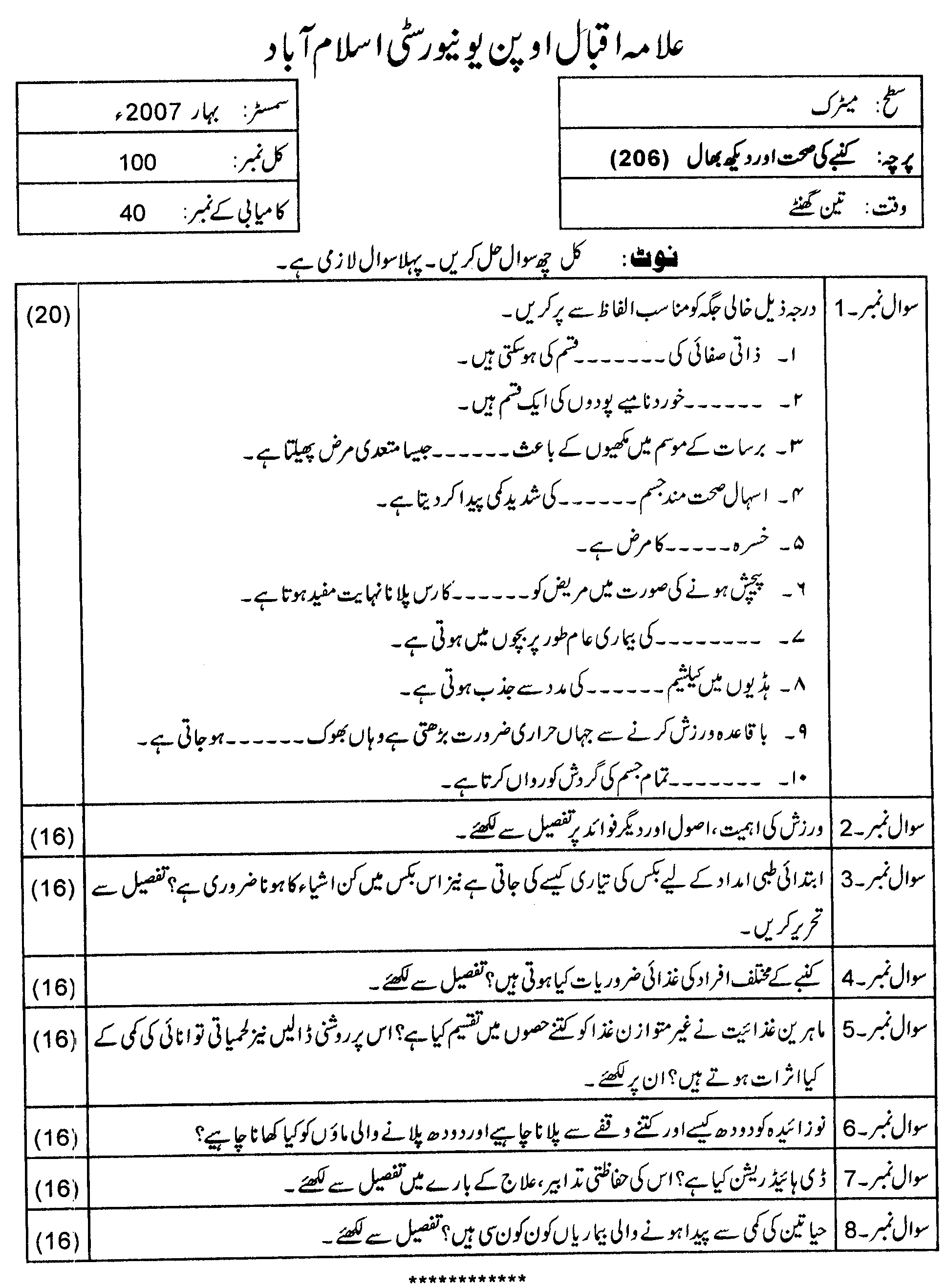 AIOU Old Papers | Inter papers | Solved past Papers of AIOU FREE, Old ...