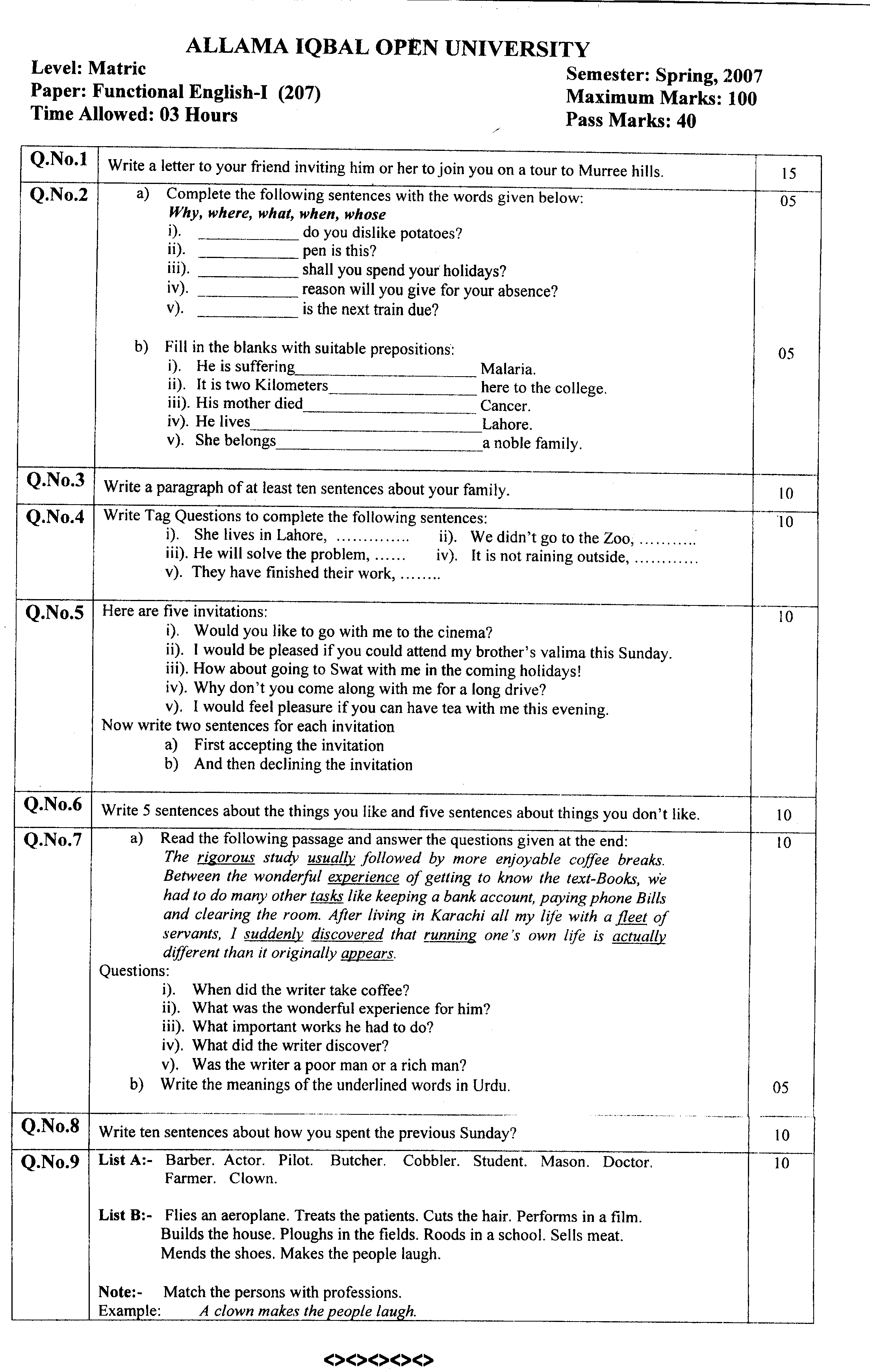 AIOU Old Papers | Inter papers | Solved past Papers of AIOU FREE, Old ...