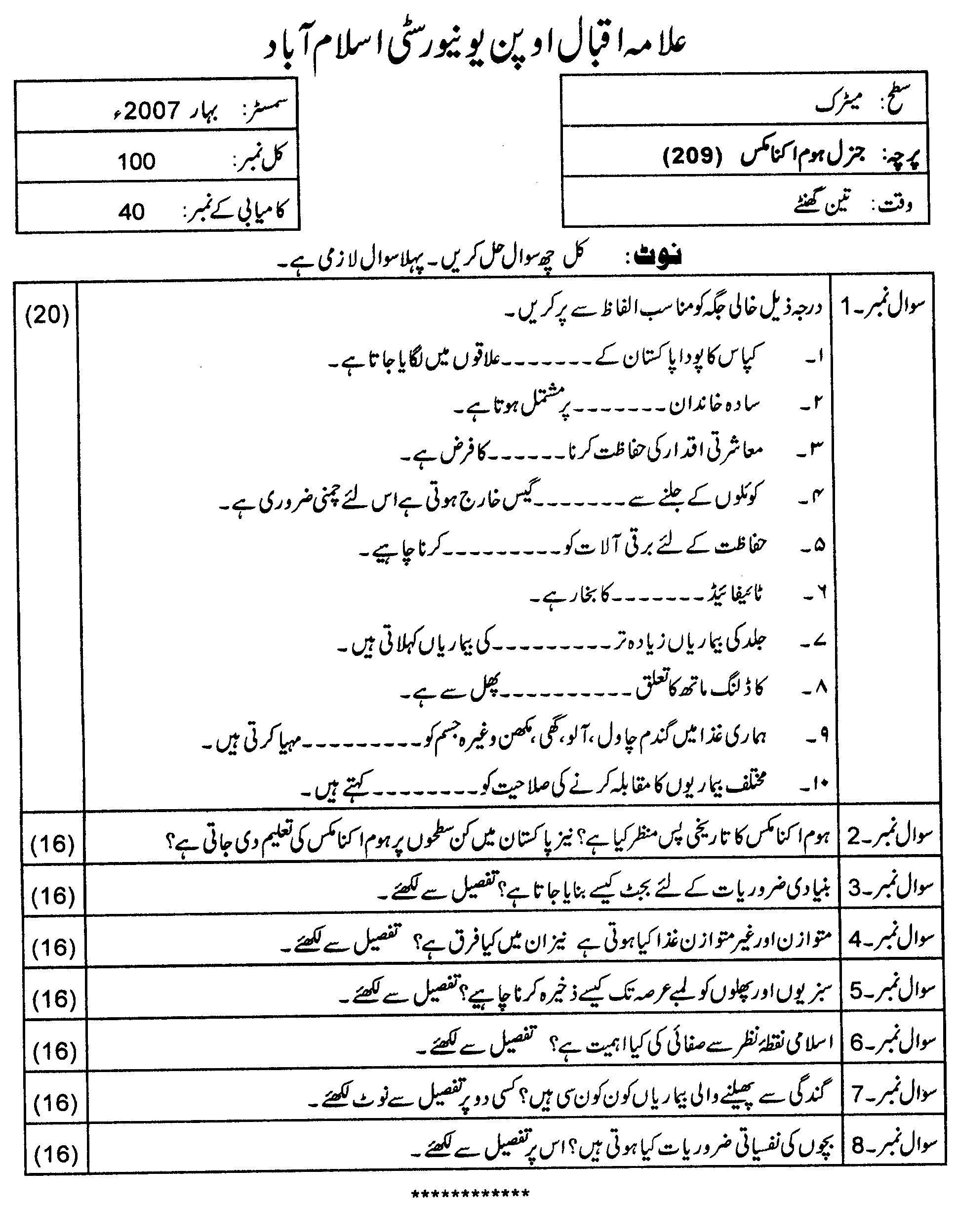 AIOU Old Papers | Inter papers | Solved past Papers of AIOU FREE, Old ...