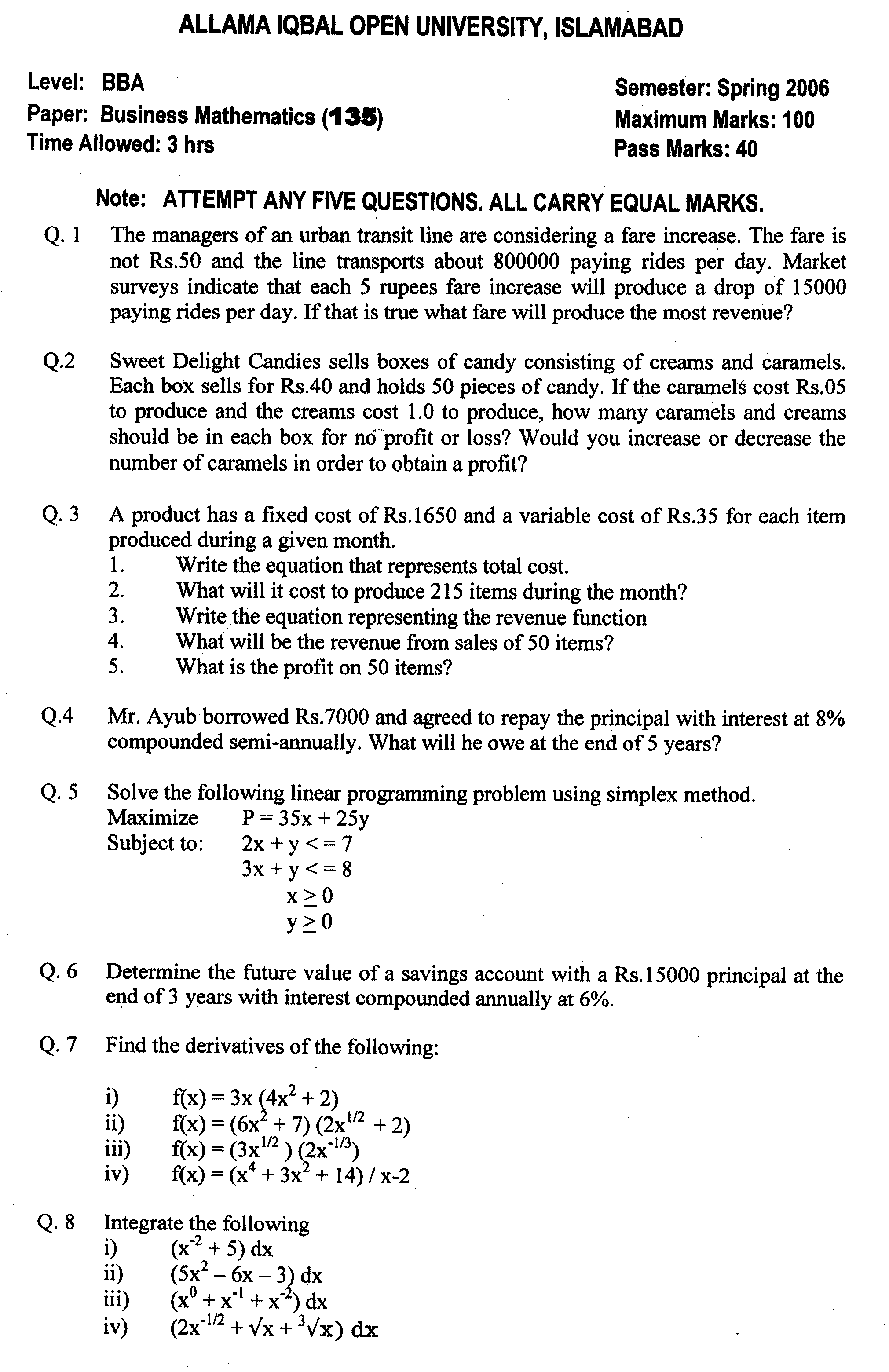 AIOU Past Papers | Bachelors old papers Allama Iqbal Open University