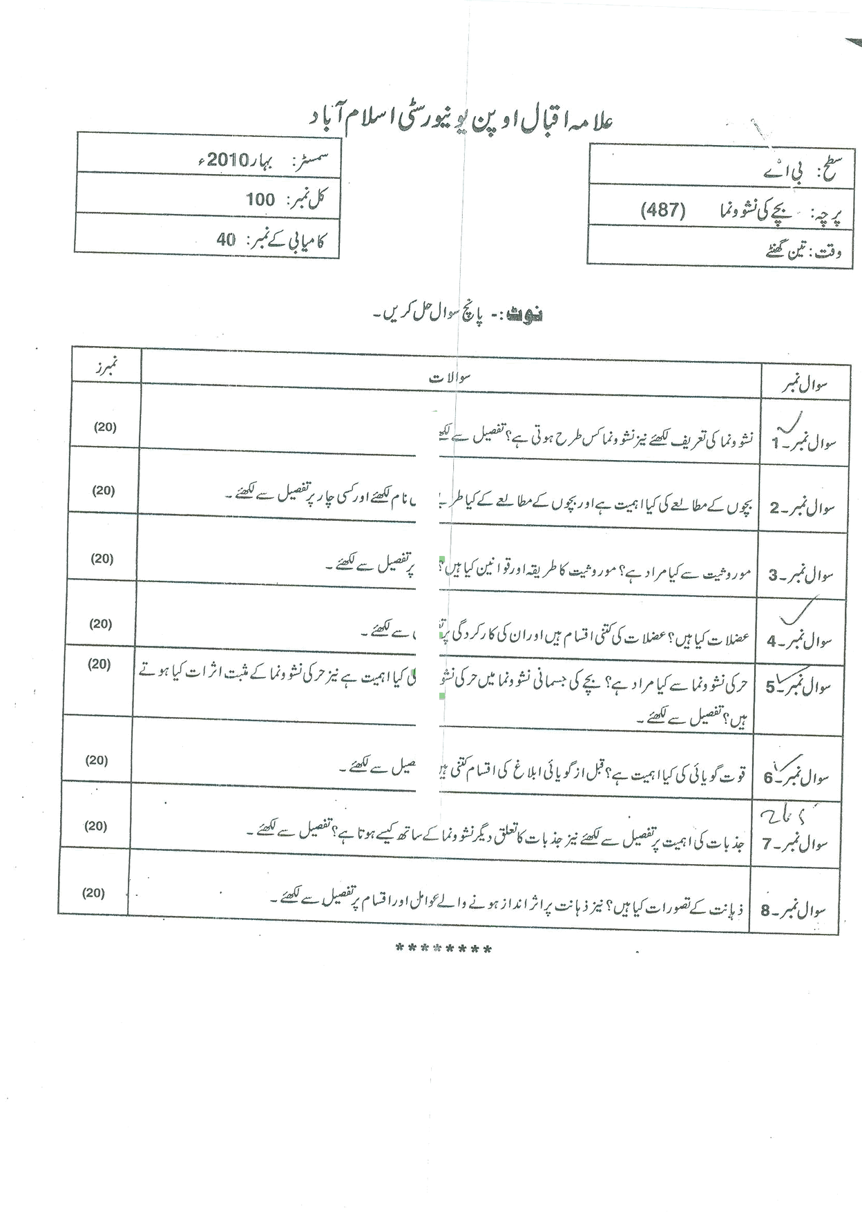 AIOU 2010 old papers free download here, Spring 2010 | Bscs, BA, B.com ...
