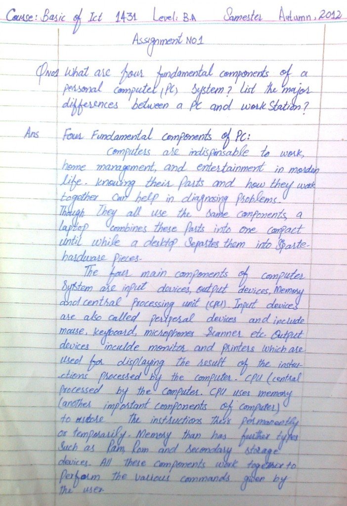 Sample For Handwriting Assignments