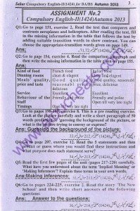 English-II Code 1424 BA AIOU Free Solved Assignment No.2 Autumn 2013